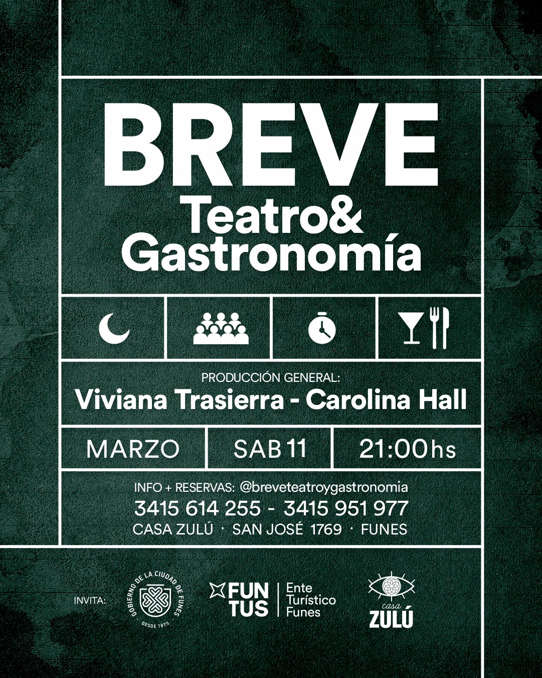 Las Noches de Teatro BREVE y Gastronomía siguen en MARZO en